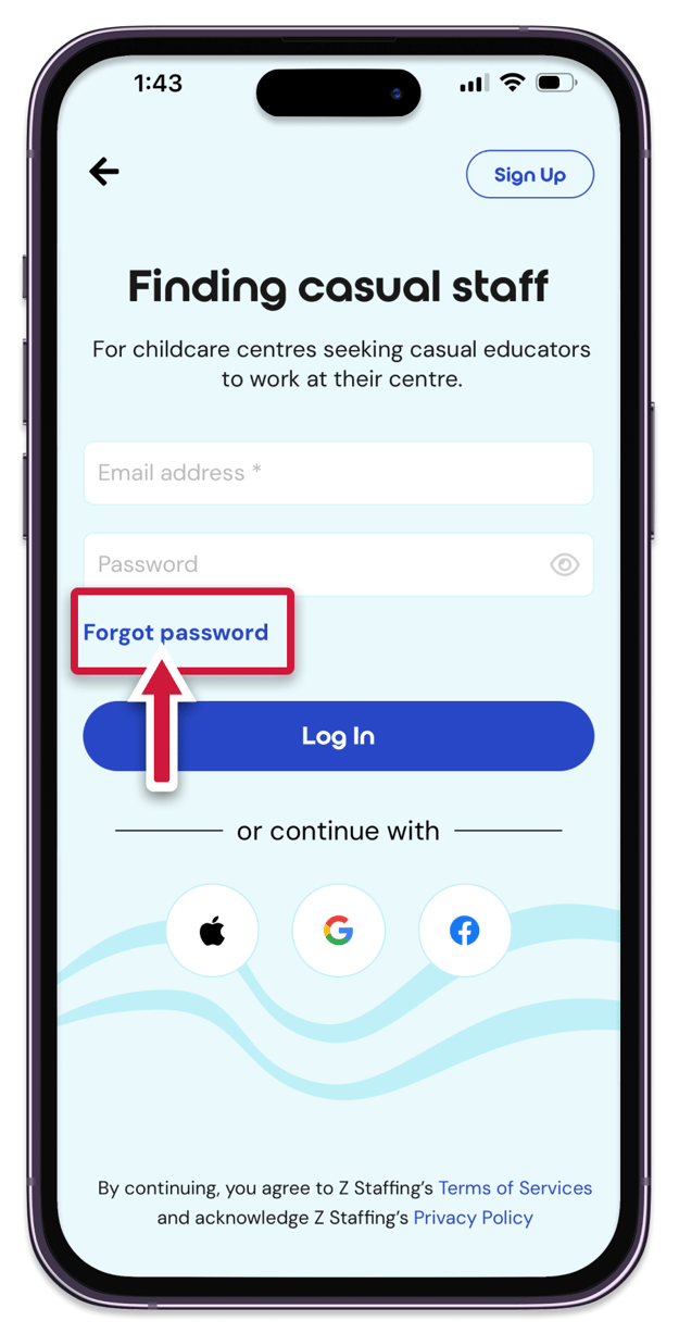 Forgot password, or update password